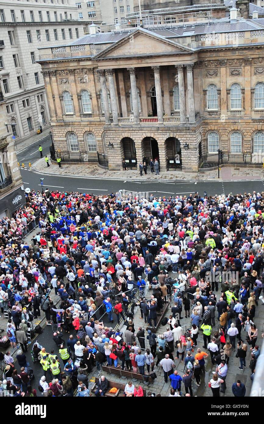 HRH The Queen visited Liverpool as part of her 90th Birthday Celebrations. Featuring: Atmosphere ...