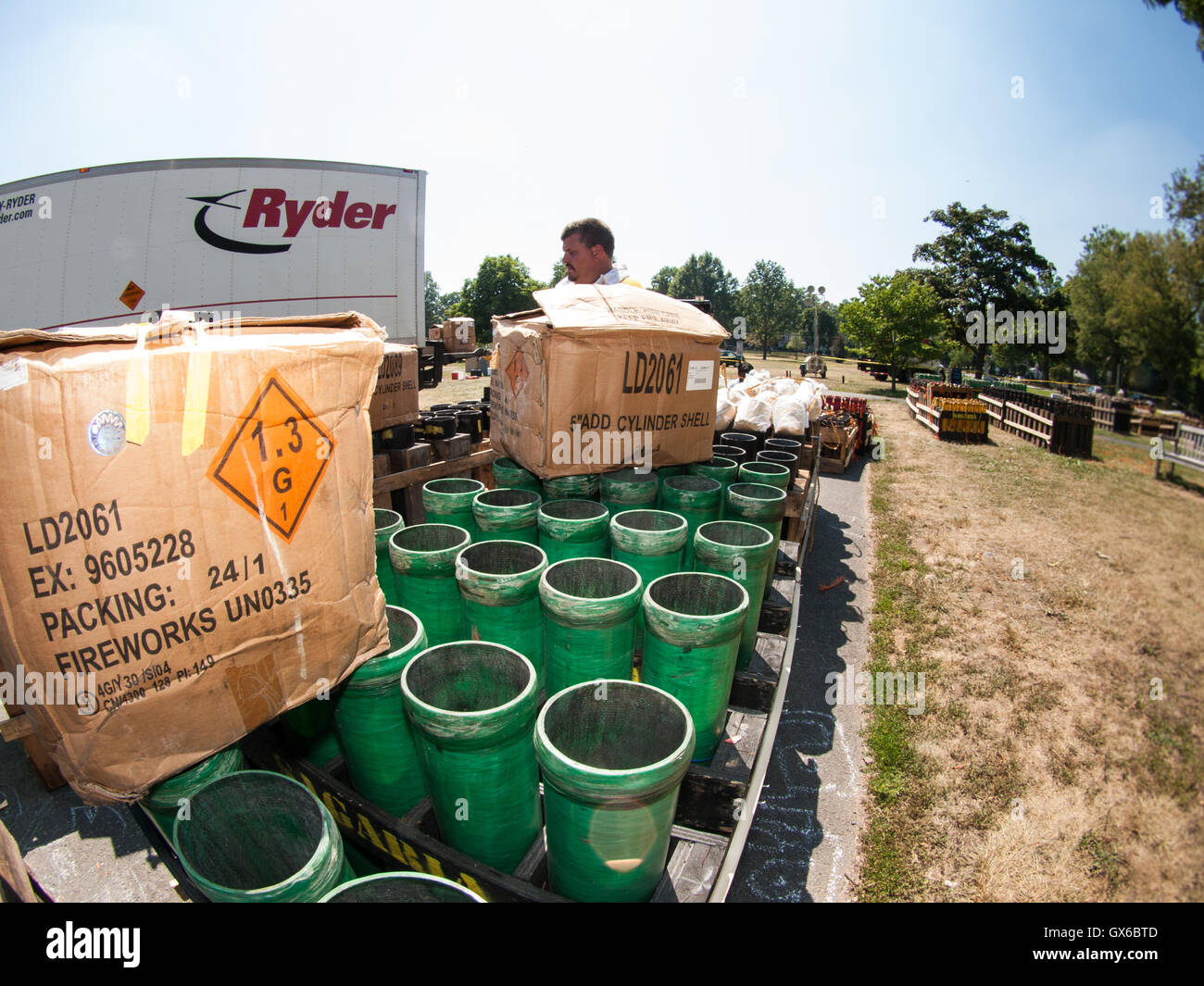 Fireworks Set up Pyrotechnics Stock Photo - Alamy