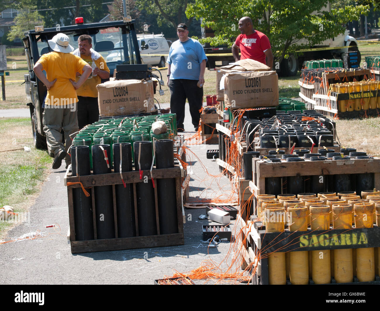 Fireworks Set up Pyrotechnics Stock Photo - Alamy