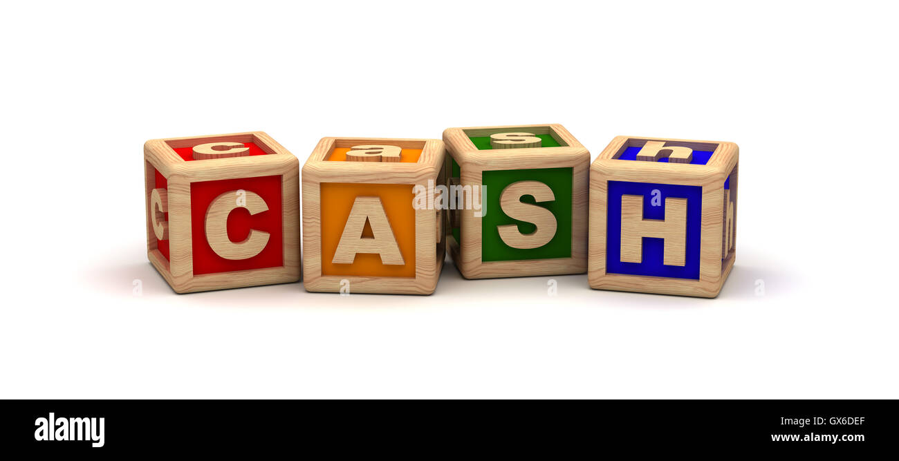 Cash Text Cubes Stock Photo - Alamy