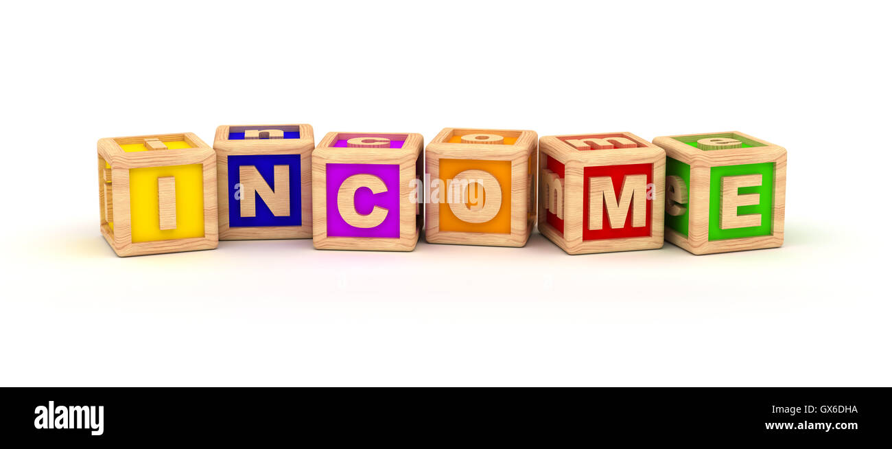 Income Text Cubes Stock Photo - Alamy