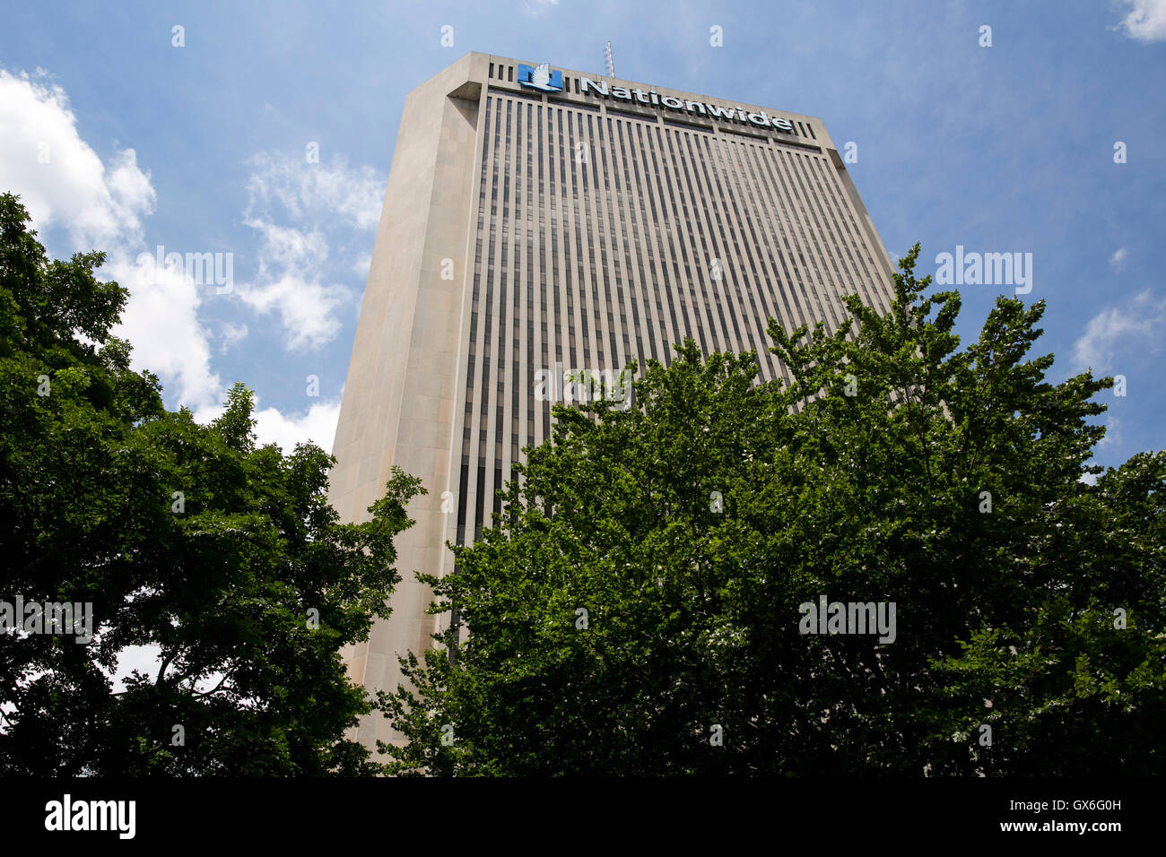A logo sign outside of the headquarters of the Nationwide Mutual ...