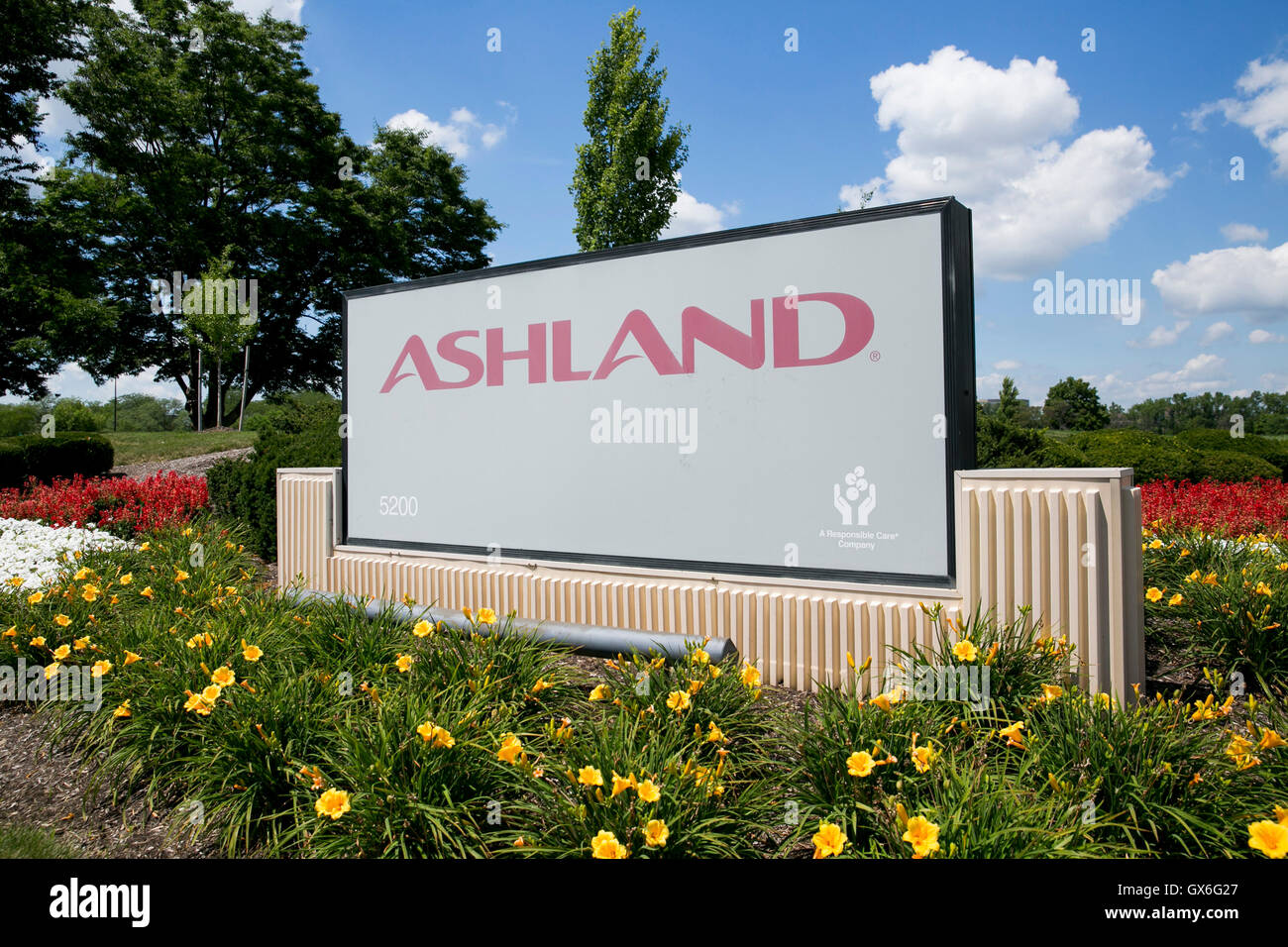 A logo sign outside of a facility occupied by Ashland Inc., in Dublin ...