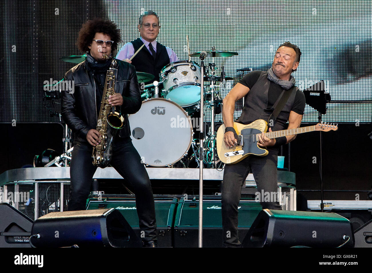 Bruce Springsteen performing live in front of 62,676 fans in Gothenburg ...