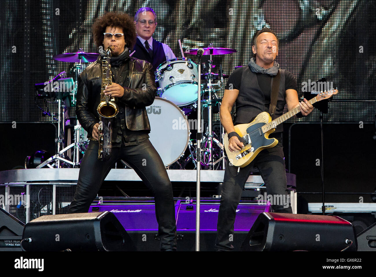 Bruce Springsteen performing live in front of 62,676 fans in Gothenburg ...