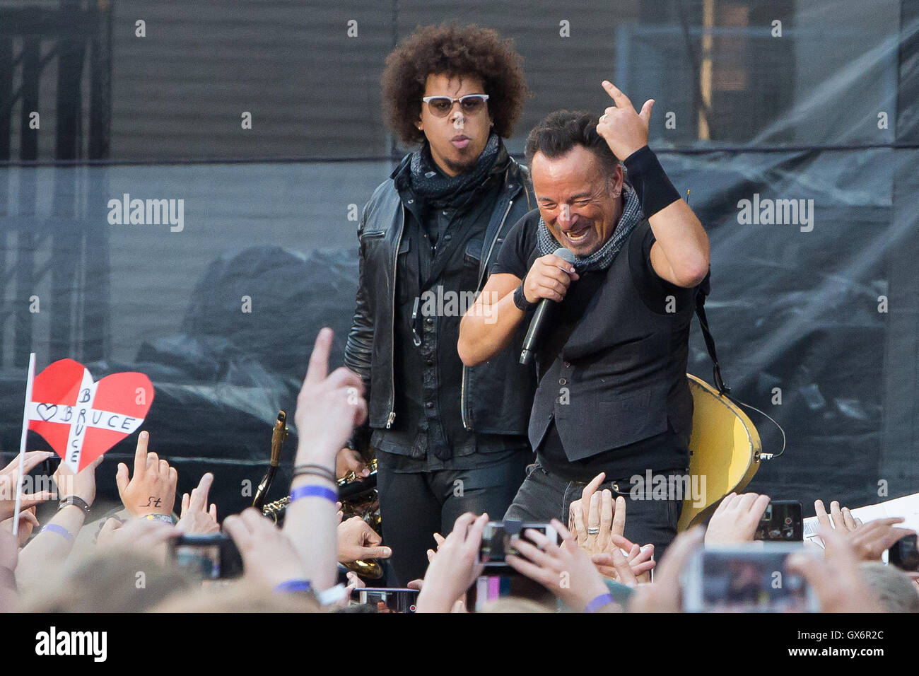 Bruce Springsteen performing live in front of 62,676 fans in Gothenburg ...