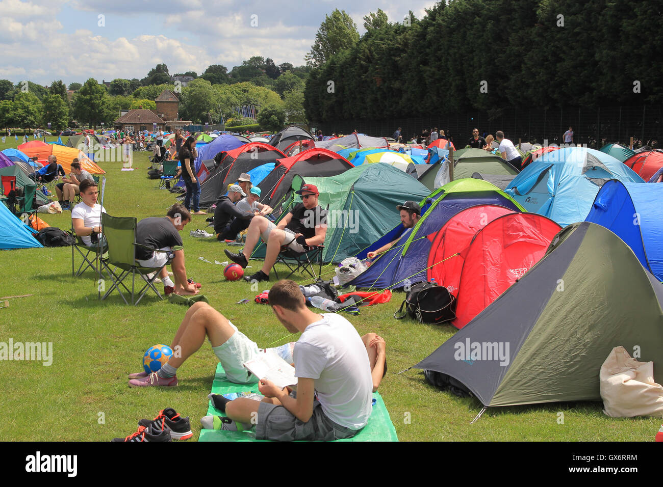 Tennis fans camp out on Wimbledon Park before the All England Tennis ...