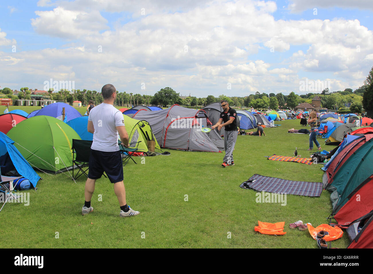 Tennis fans camp out on Wimbledon Park before the All England Tennis ...