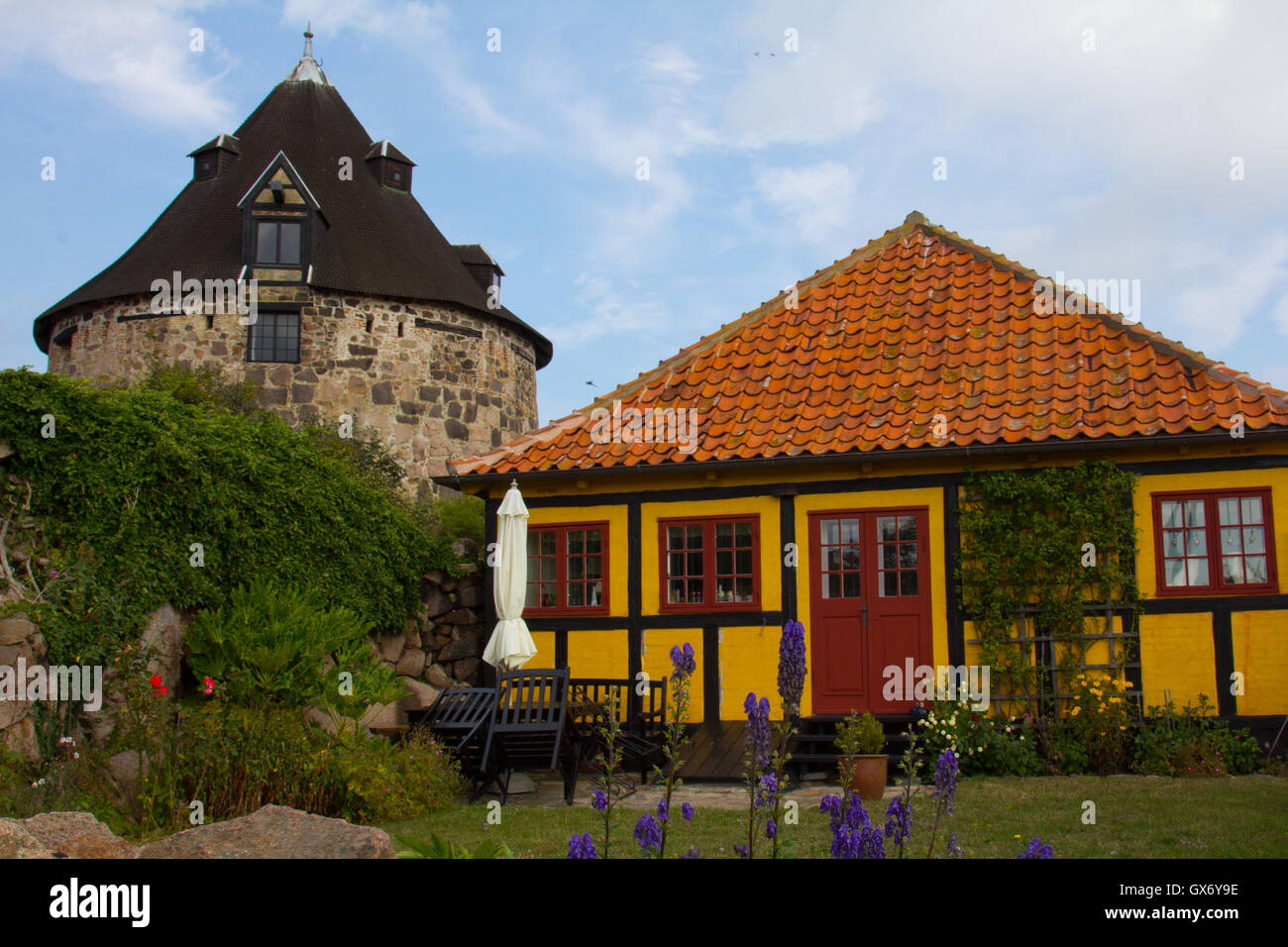 Round tower and house on the island of Christiansø, also known as ...