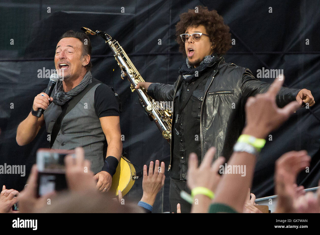 Bruce Springsteen performing live in front of 62,701 fans in Gothenburg ...