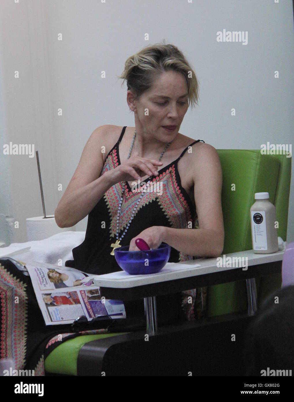 Sharon Stone treats herself to a mani-pedi at the salon Featuring ...