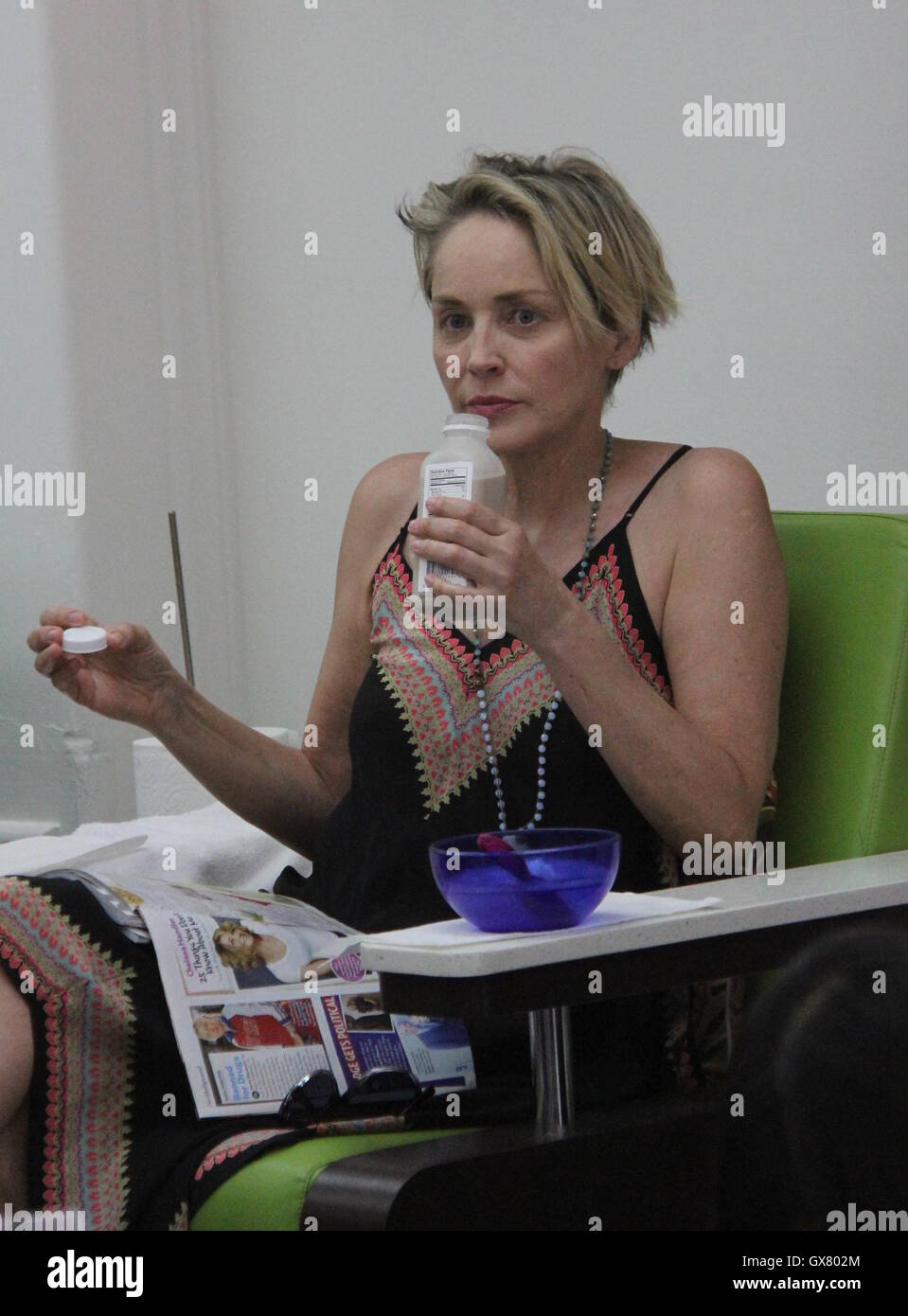 Sharon Stone treats herself to a mani-pedi at the salon Featuring ...