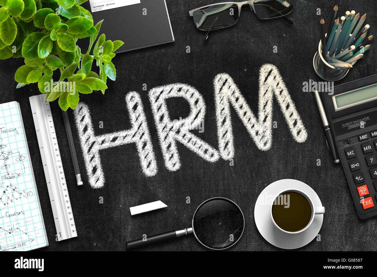 Black Chalkboard with HRM. 3D Rendering Stock Photo - Alamy