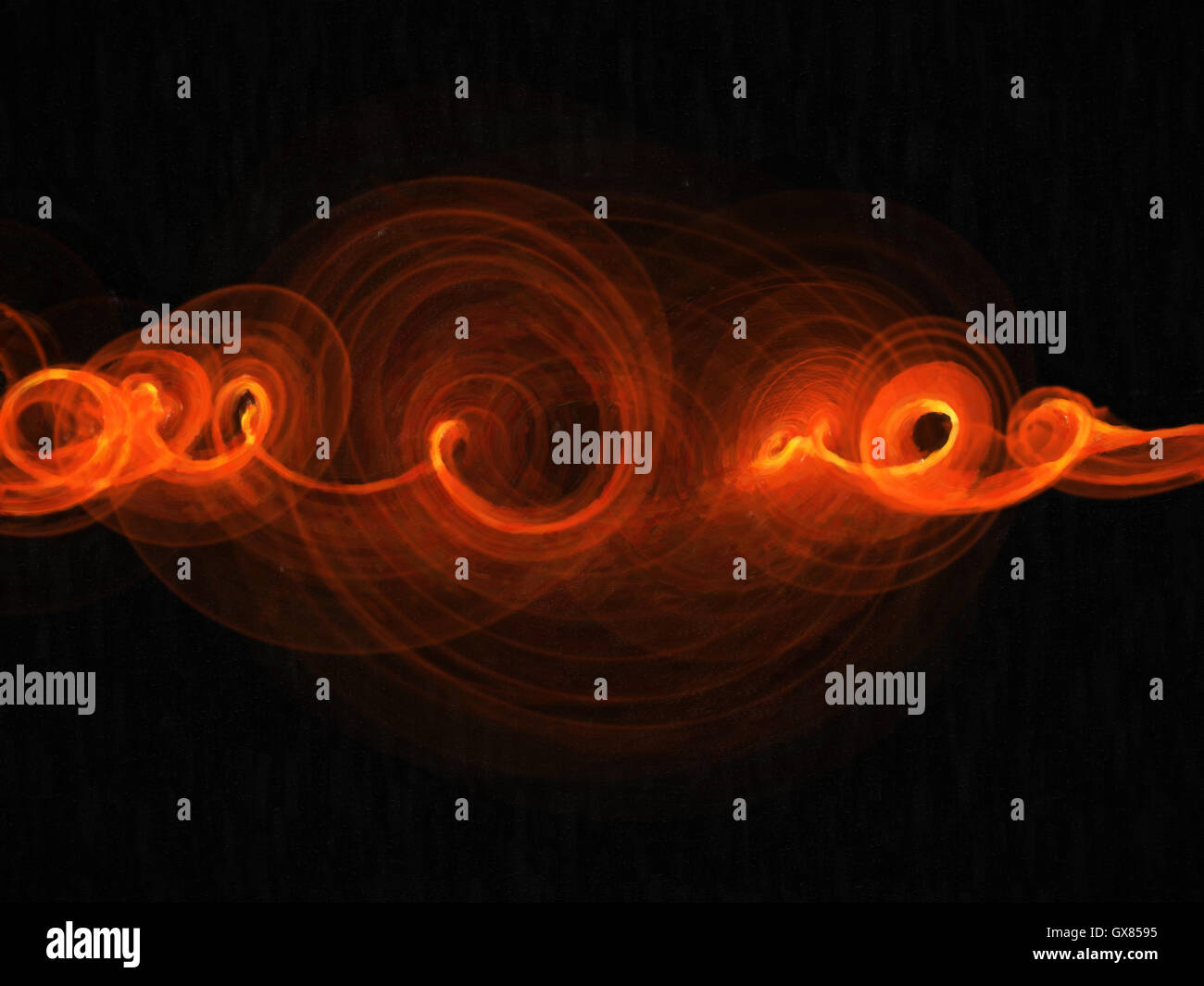 glowing red curved lines and circles over dark Abstract Background ...