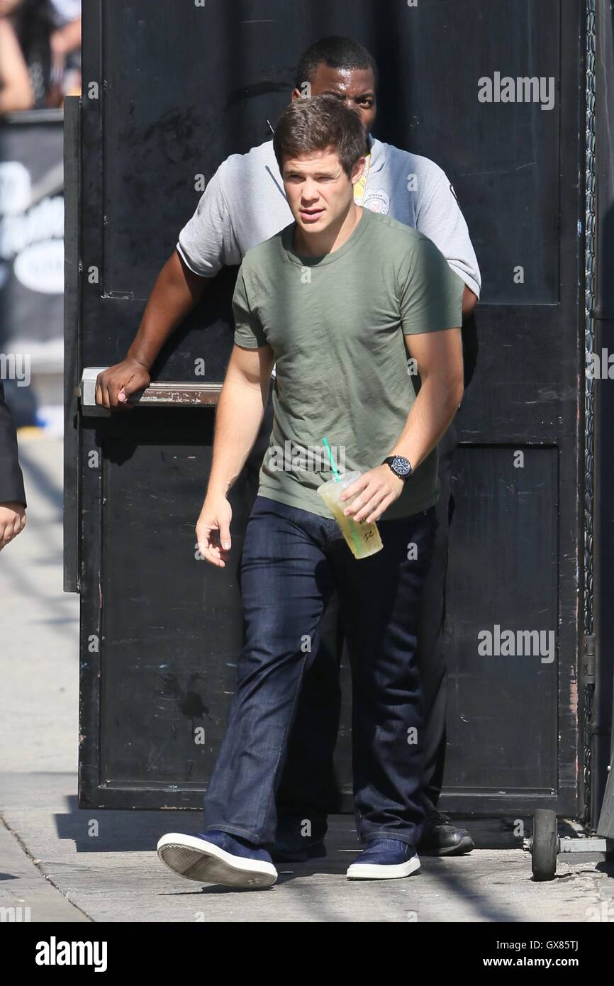 Adam DeVine seen at the ABC studios with his family for Jimmy Kimmel ...