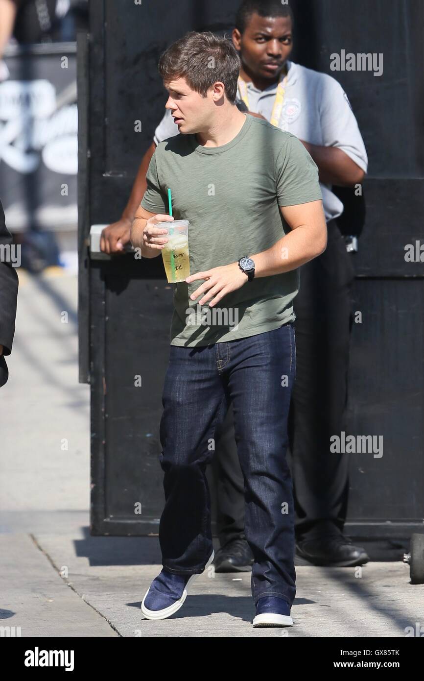 Adam DeVine seen at the ABC studios with his family for Jimmy Kimmel ...