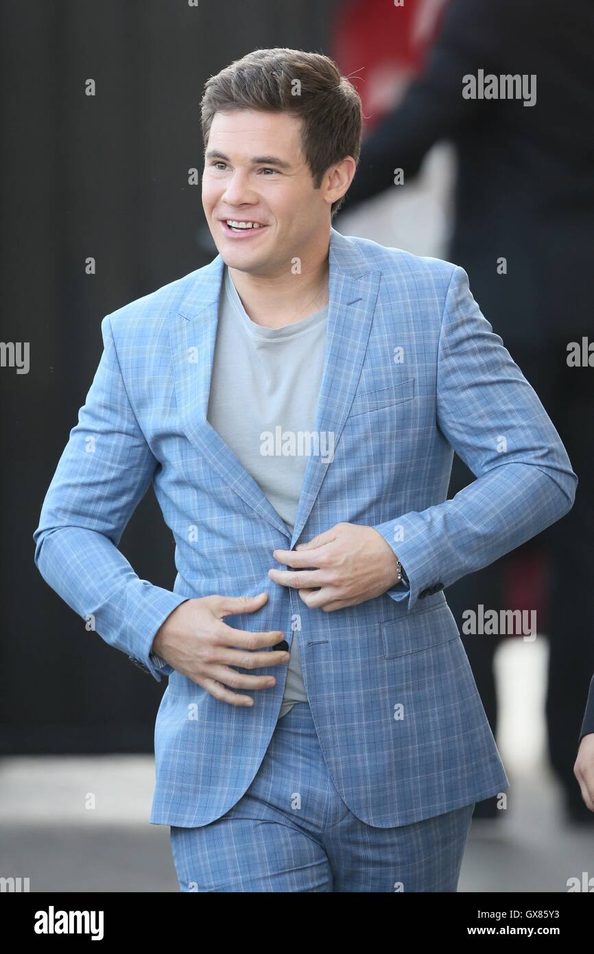 Adam DeVine seen at the ABC studios with his family for Jimmy Kimmel ...