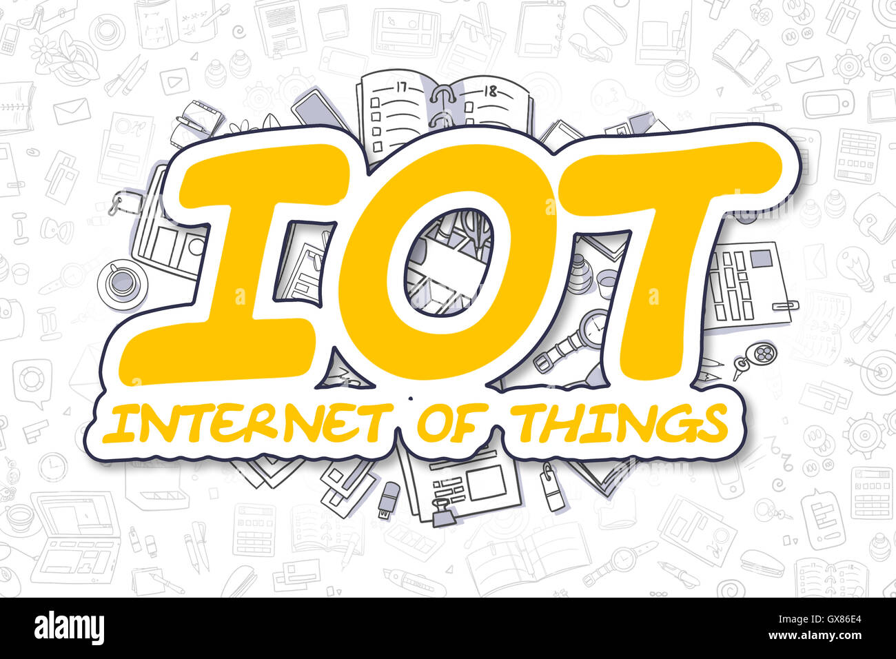 IOT - Doodle Yellow Text. Business Concept Stock Photo - Alamy