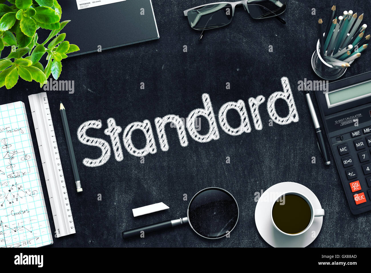 Standard Handwritten on Black Chalkboard. 3D Rendering Stock Photo - Alamy