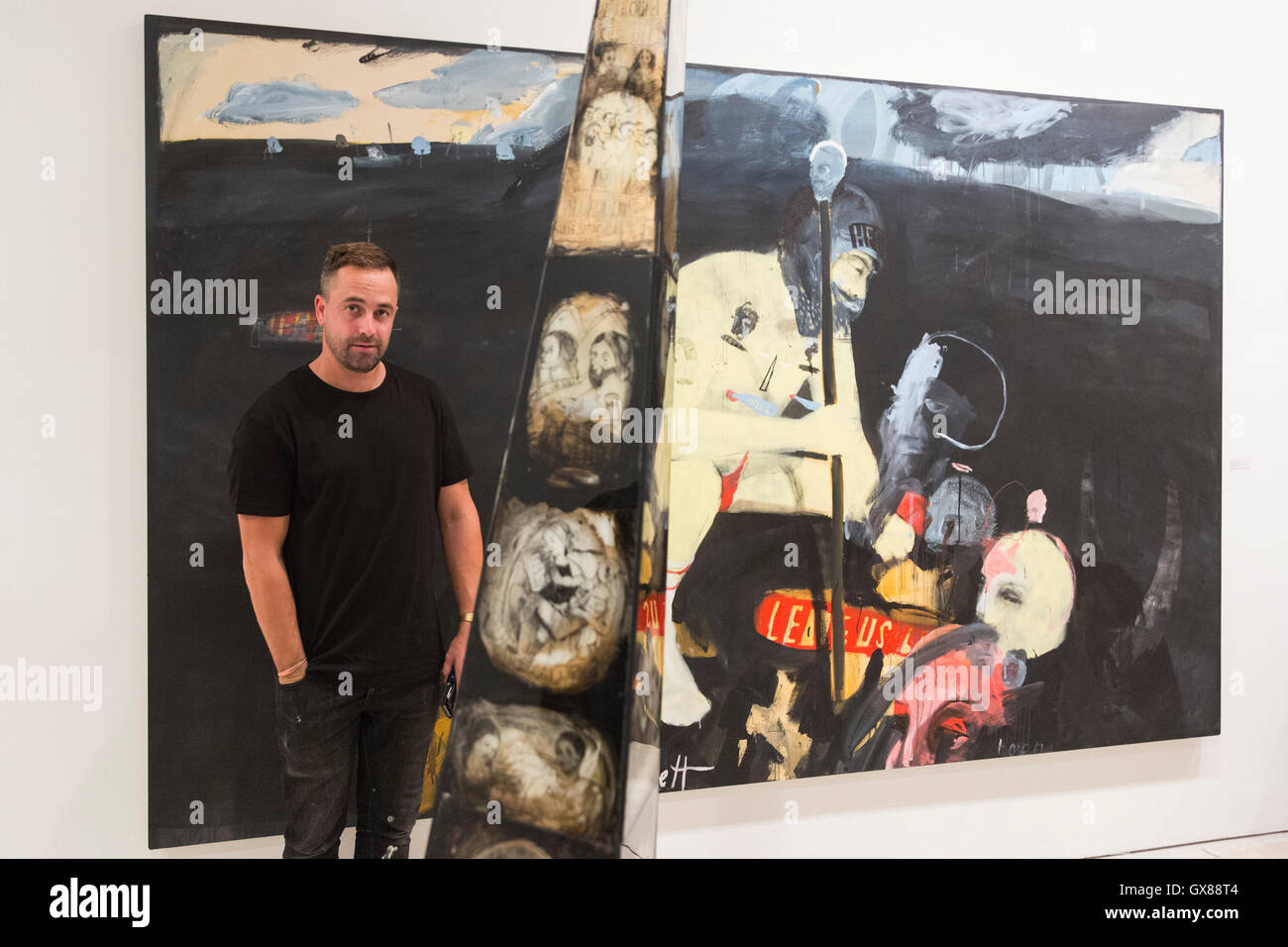 London, UK. 14 September 2016. Artist Samuel Bassett poses with his ...