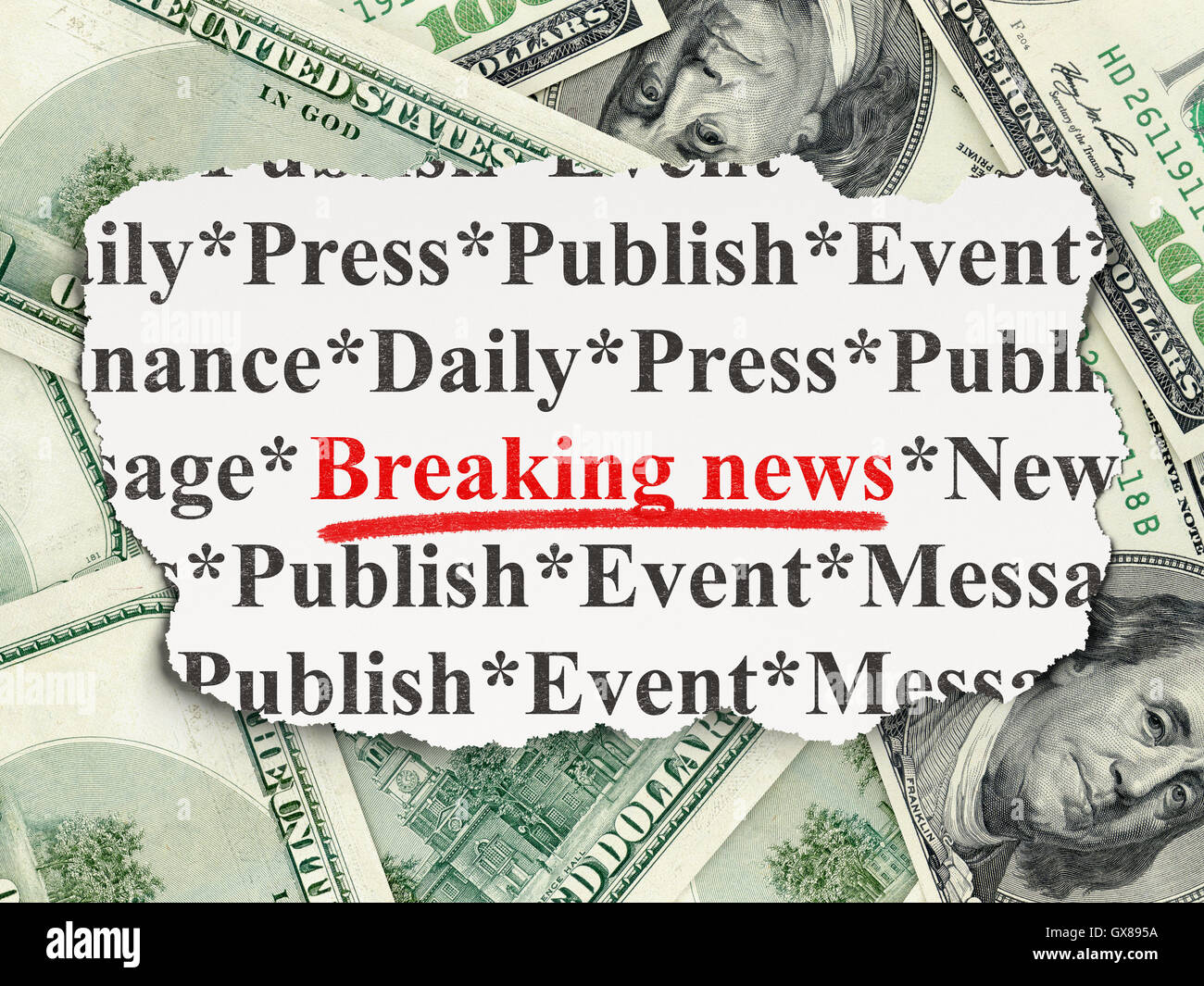 News concept: Breaking News on Money background Stock Photo - Alamy