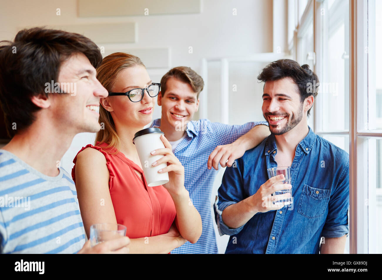 College group of students taking a coffee break Stock Photo - Alamy