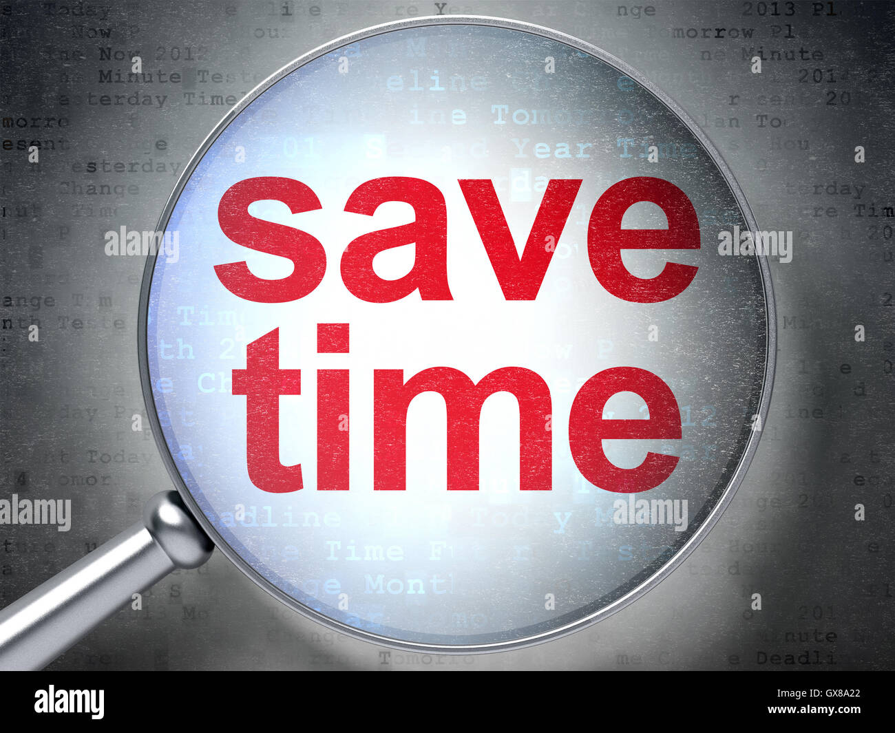 Timeline concept: Save Time with optical glass Stock Photo - Alamy