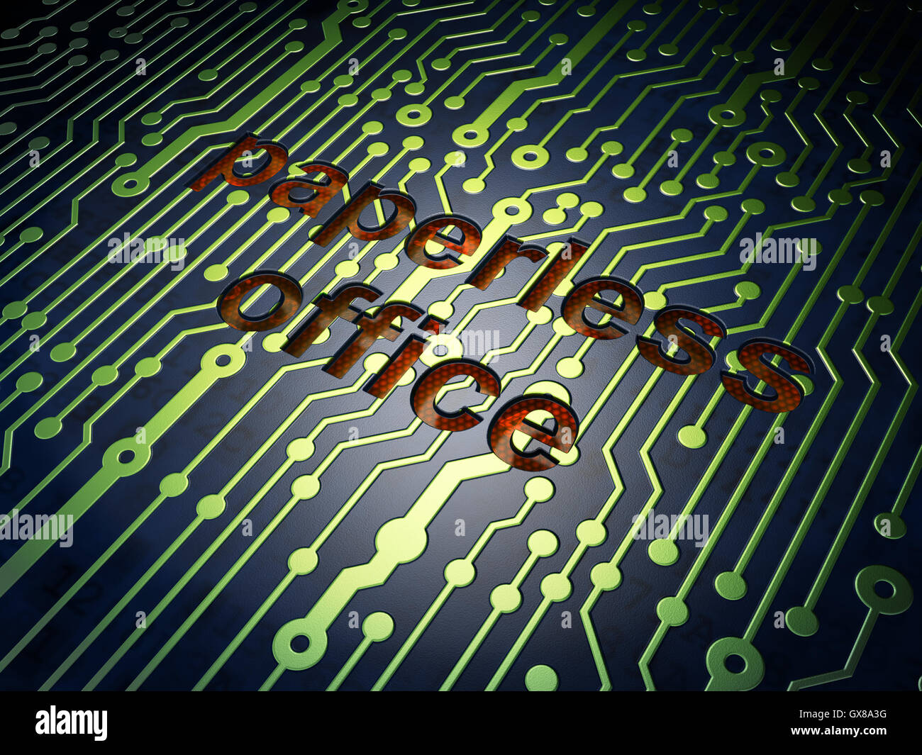 Business concept: Paperless Office on circuit board background Stock ...