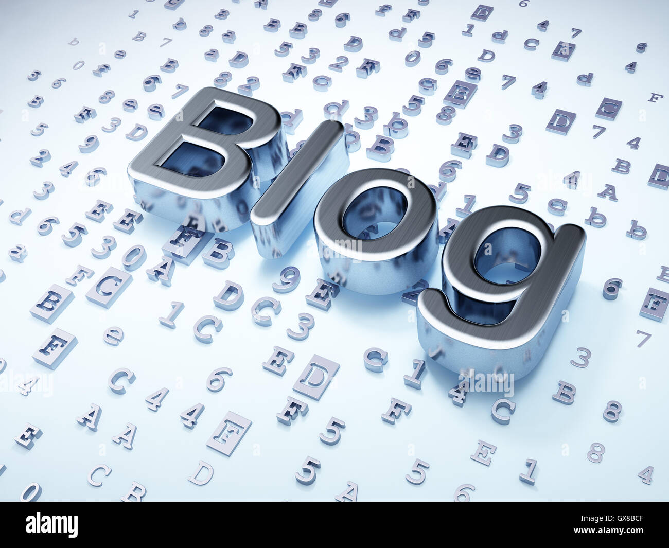 SEO web design concept: Silver Blog on digital background Stock Photo ...