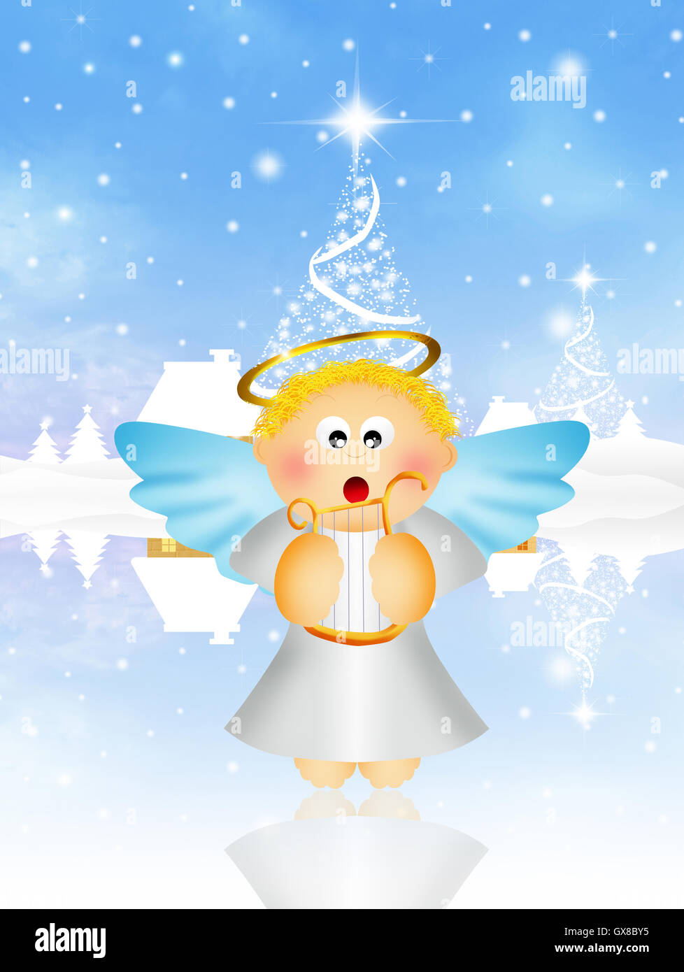 Angel with harp Stock Photo - Alamy