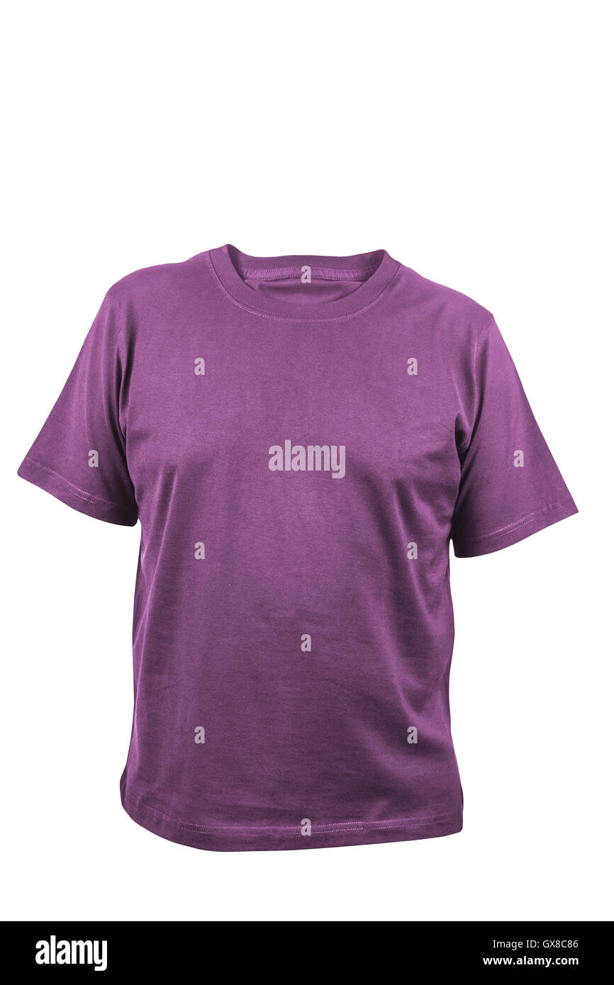violet t-shirt isolated on white background Stock Photo - Alamy