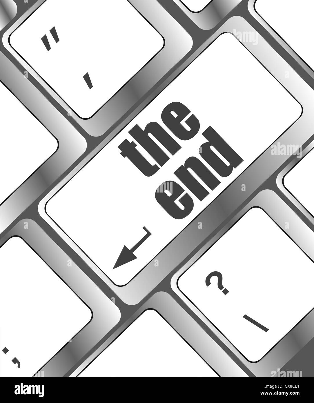 computer keyboard with one key showing the warning words the end Stock ...