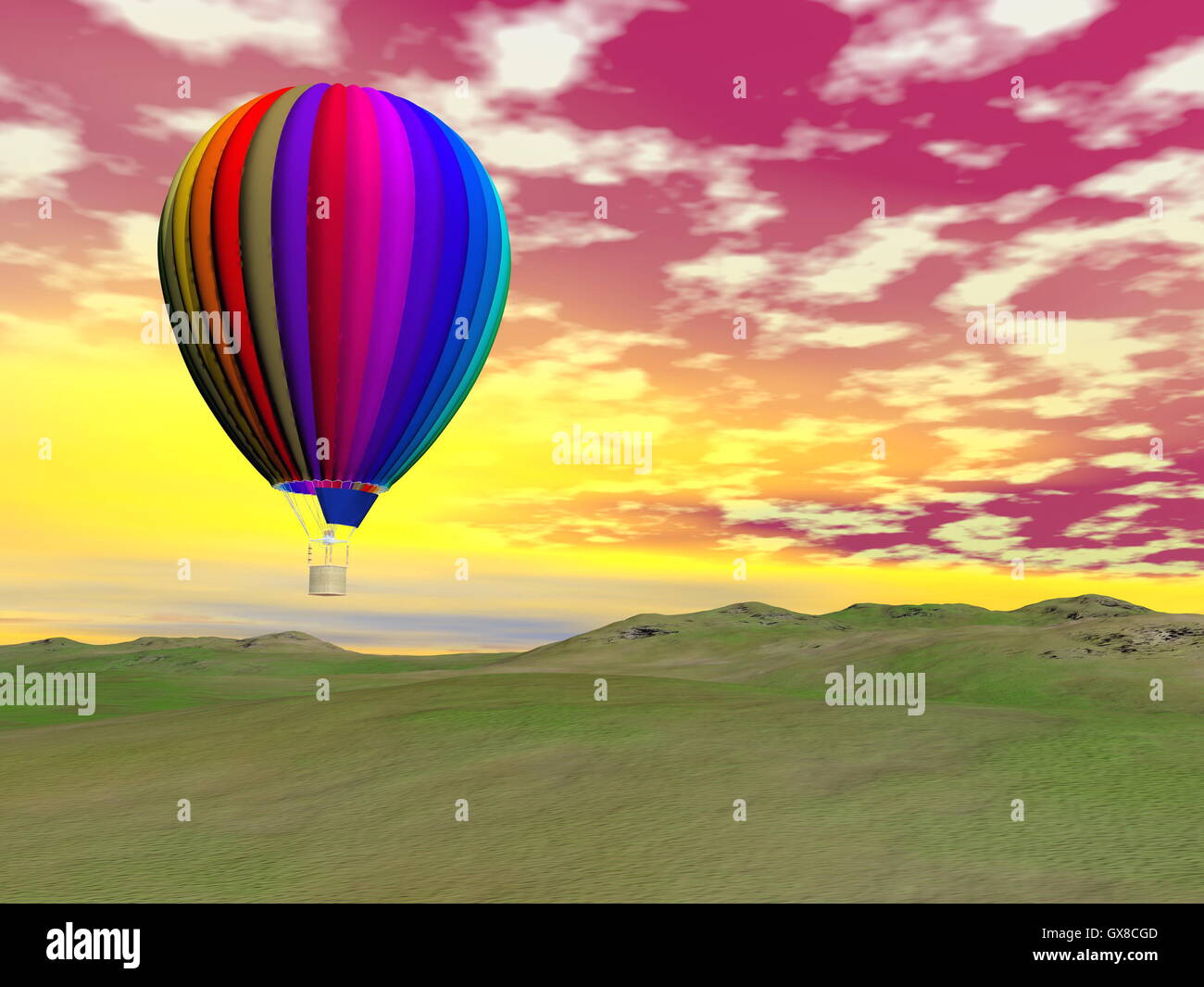 Colorful hot air balloon - 3D render Stock Photo - Alamy