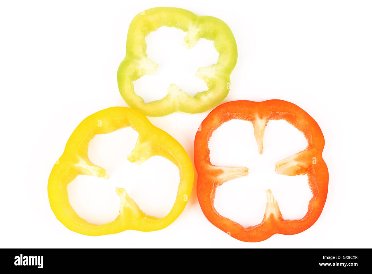 Multi-colour slices of peppers Stock Photo - Alamy