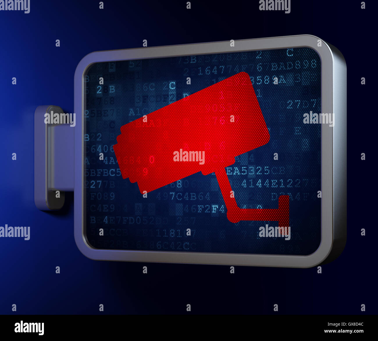 Privacy concept: Cctv Camera on billboard background Stock Photo - Alamy
