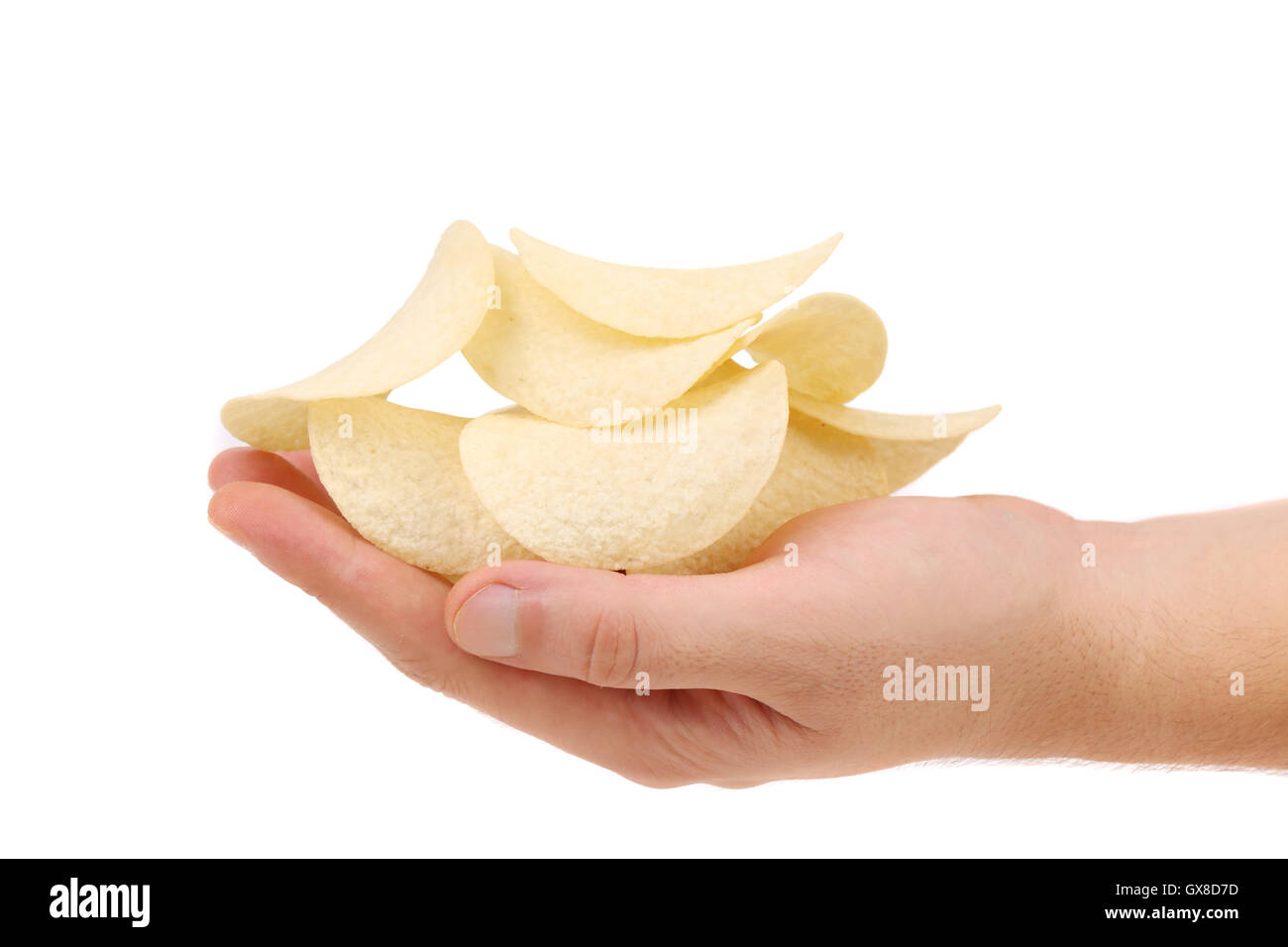 Hand holds potato chips Stock Photo - Alamy