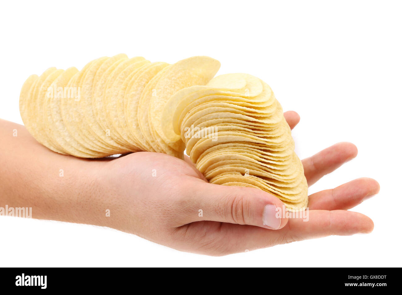 Hand holds chips Stock Photo - Alamy