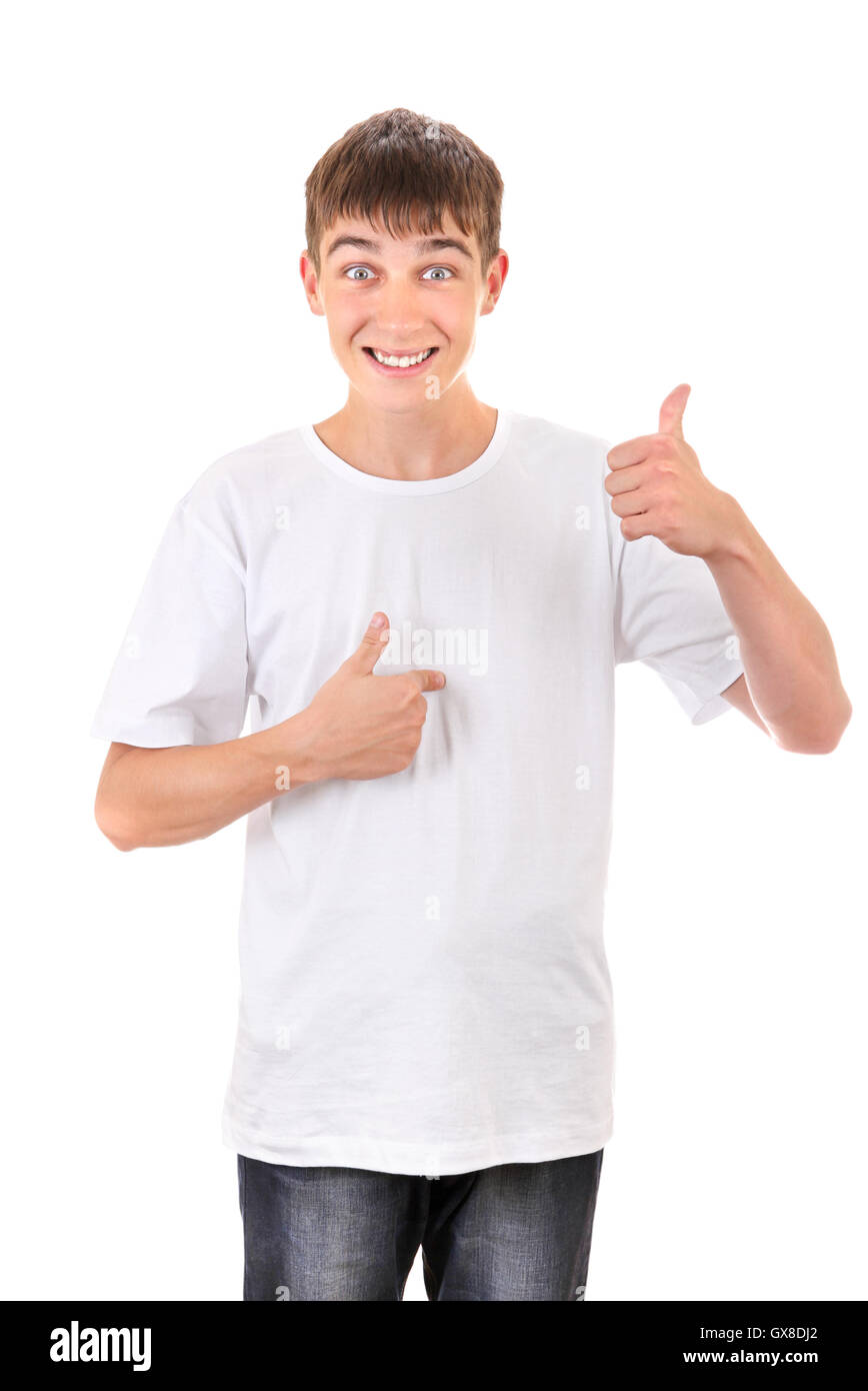 Teenager Pointing at himself Stock Photo - Alamy