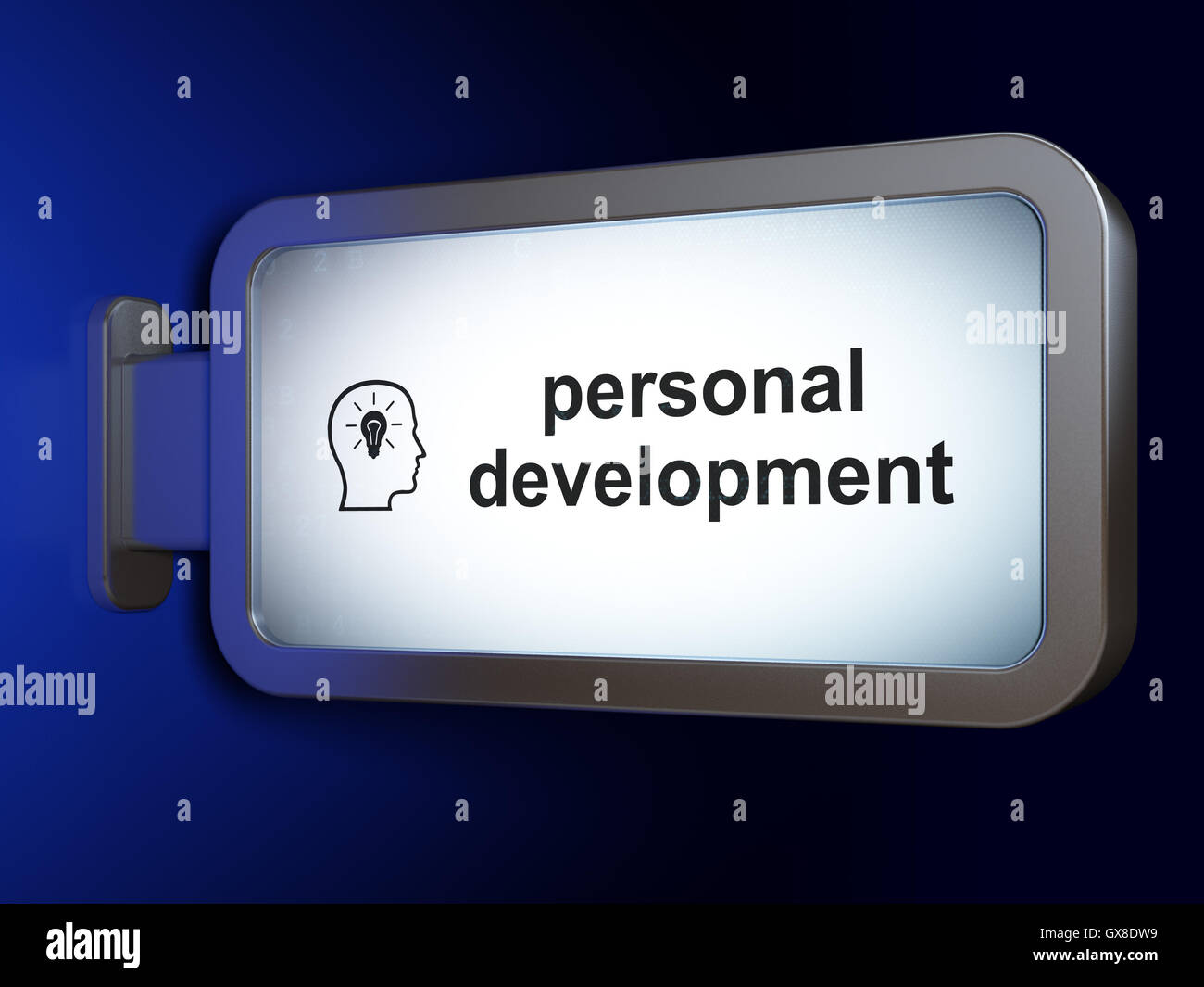 Education concept: Personal Development and Head With Lightbulb Stock ...
