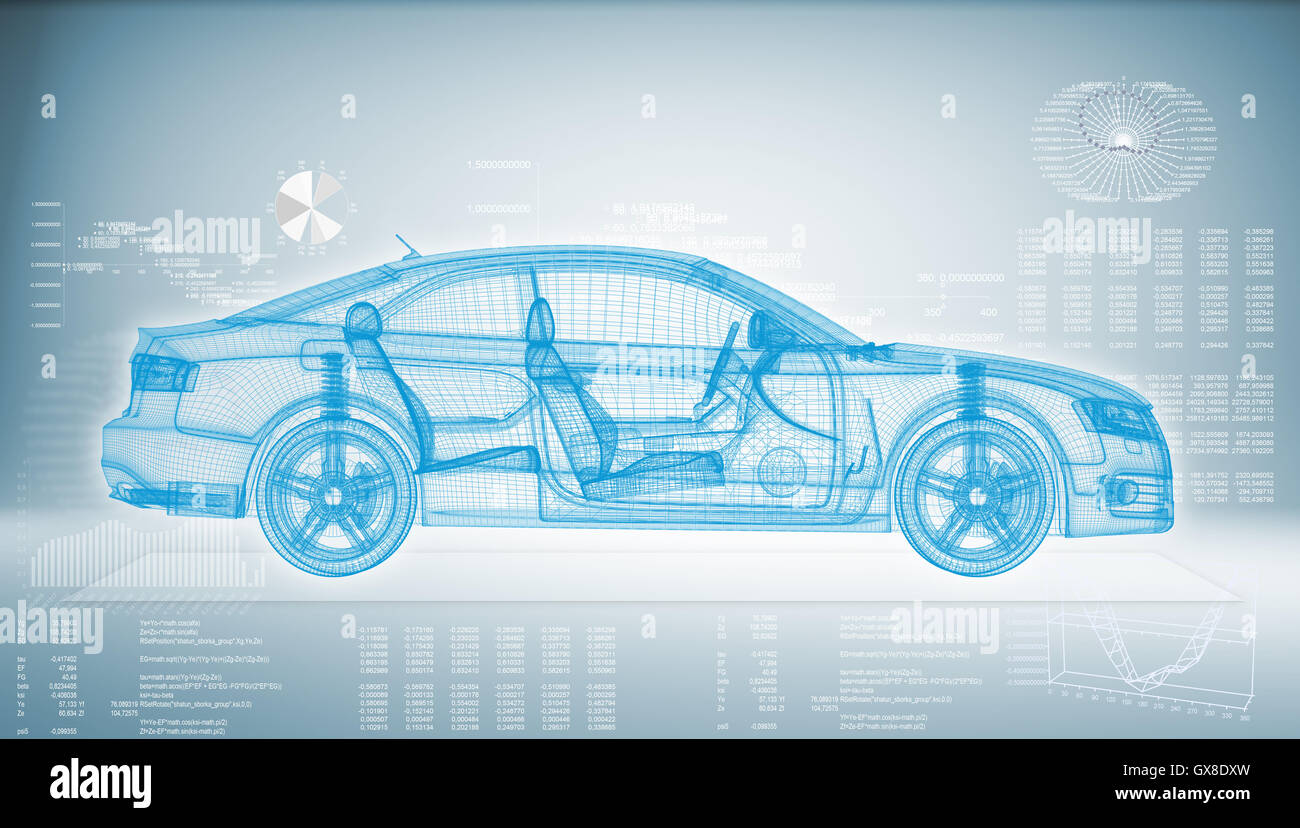 Hi-tech car on a blue background Stock Photo - Alamy