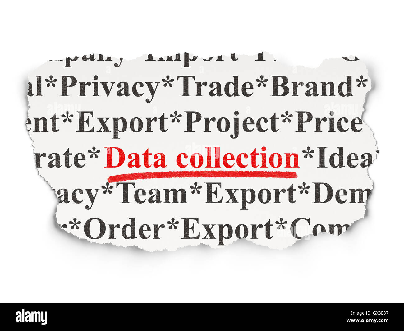 Data concept: Data Collection on Paper background Stock Photo - Alamy