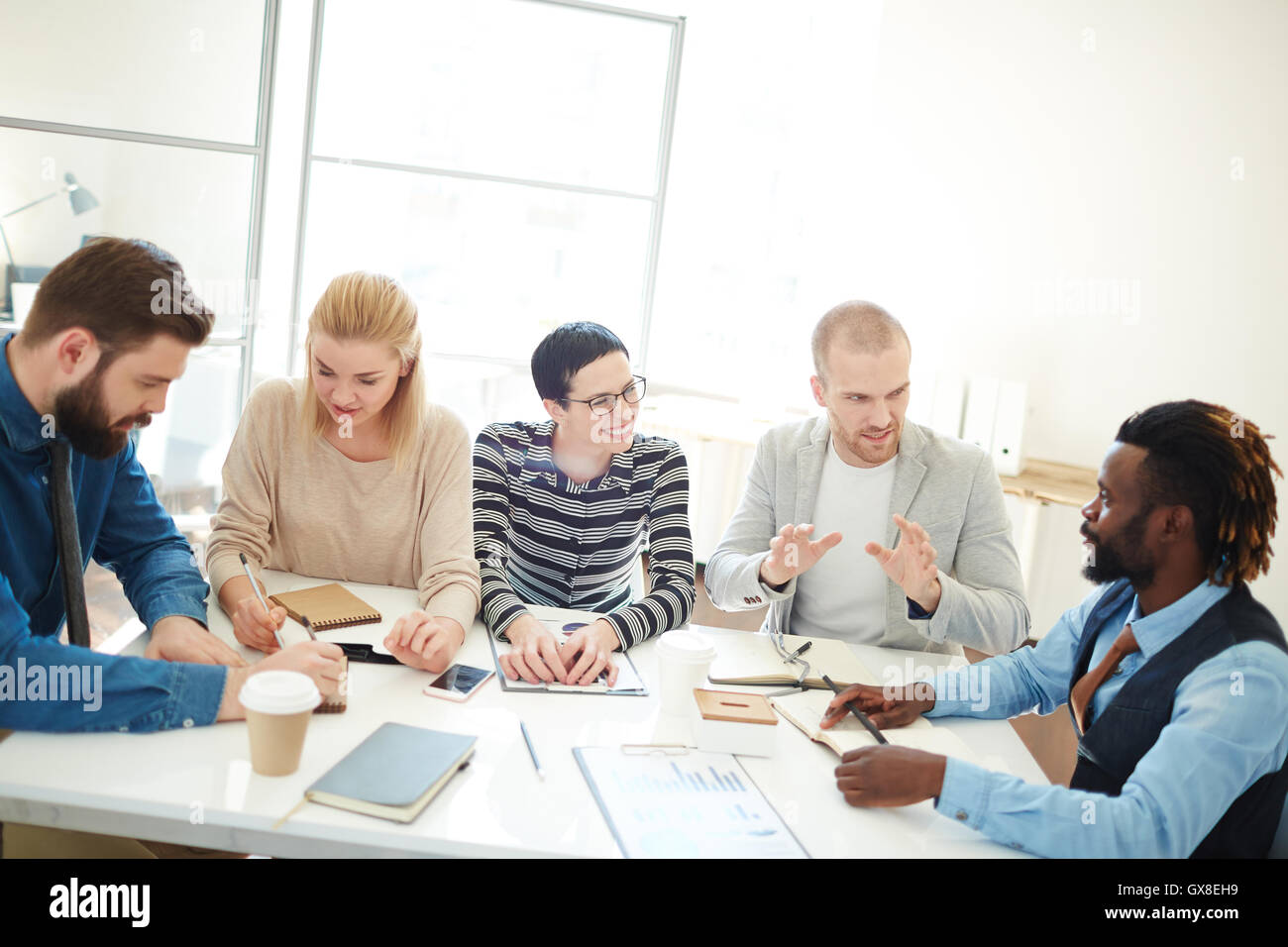 Group business team discussing new hi-res stock photography and images ...