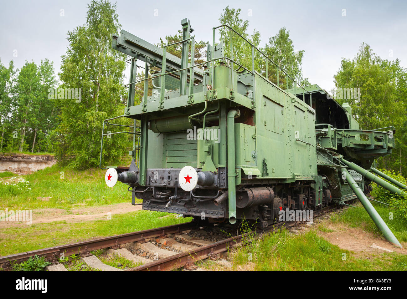 Soviet historical military monument in Krasnaya Gorka fort. TM-1-180 ...