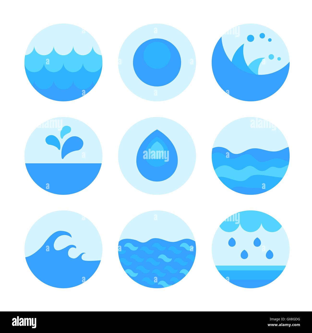 Set of abstract flat water icons Stock Vector Image & Art - Alamy