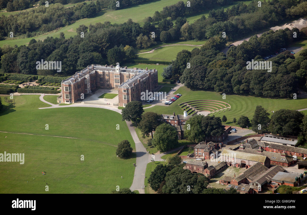 aerial view of Temple Newsam stately home near Leeds, West Yorkshire ...