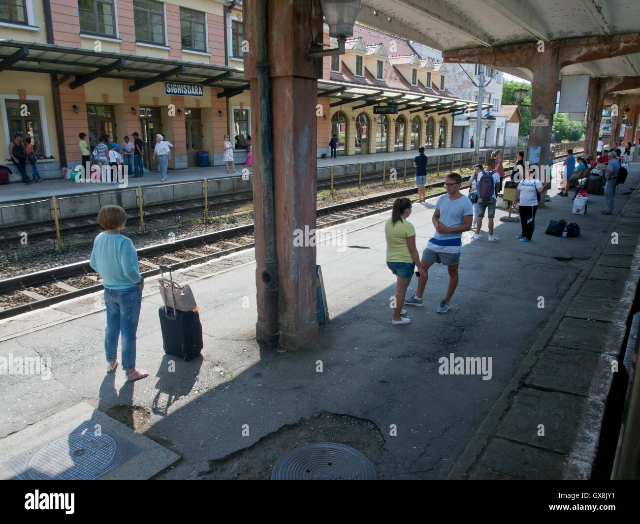 Run down train station in Brasov under renovation with European Union ...