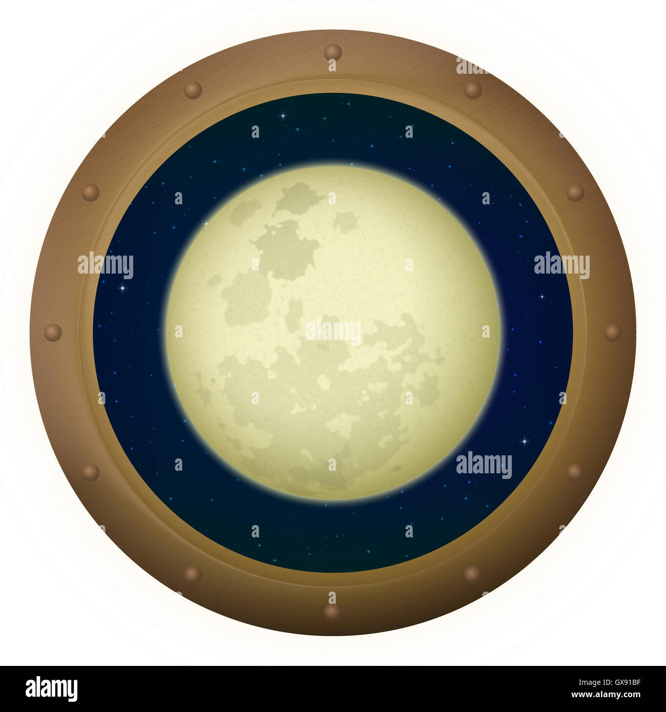 Moon in space window Stock Photo - Alamy