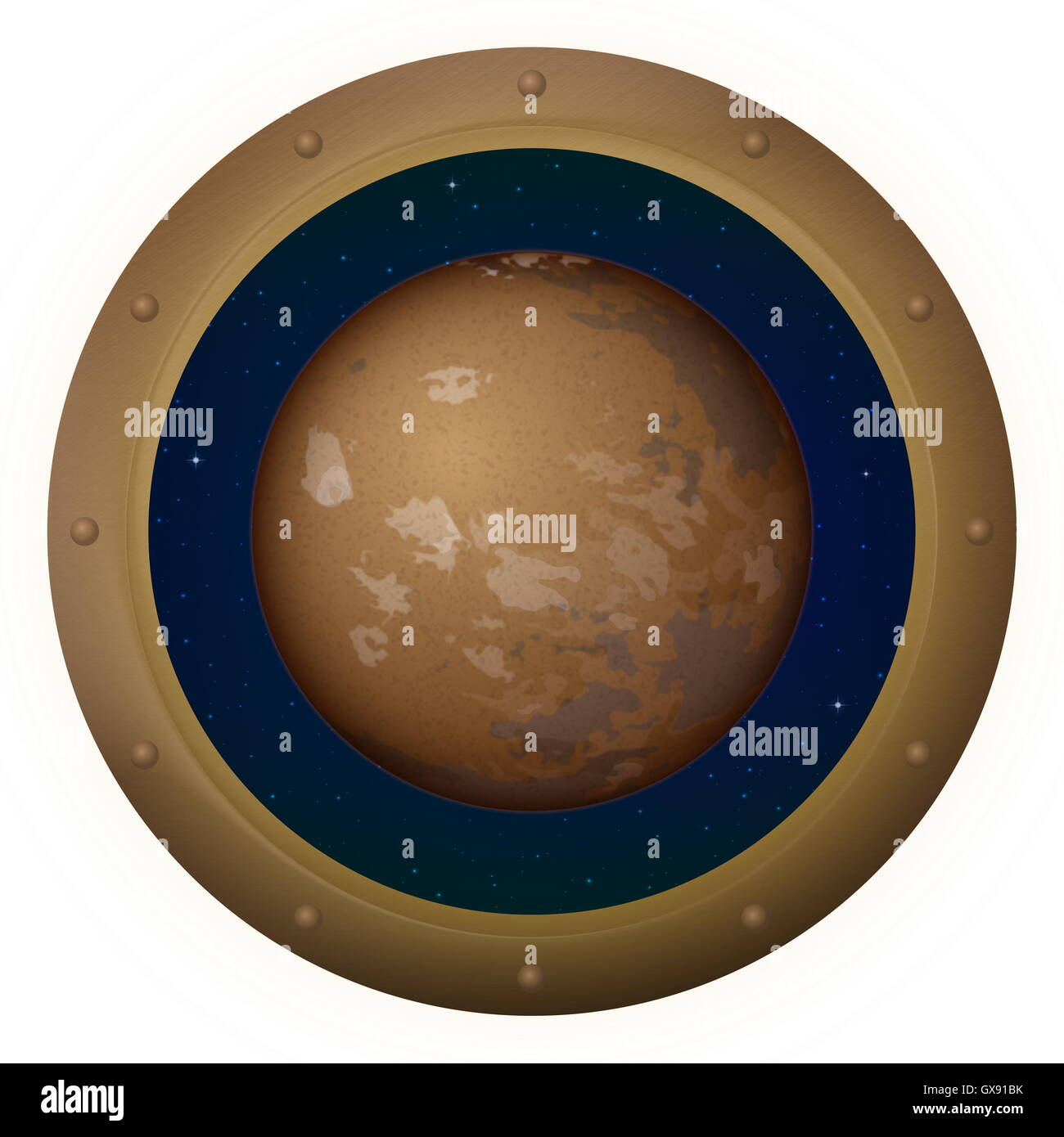 Planet Mars in space window Stock Photo - Alamy