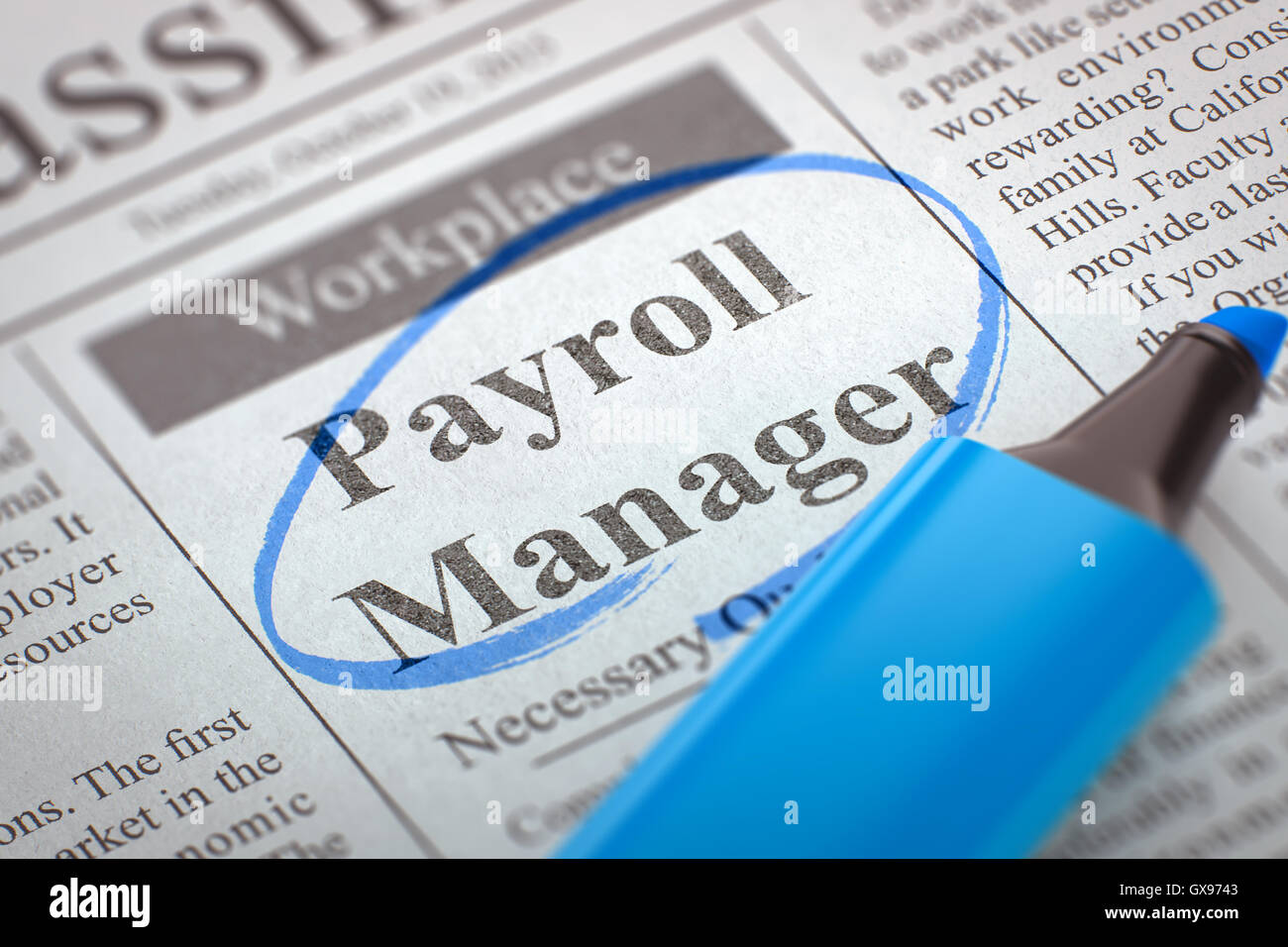 Now Hiring Payroll Manager. 3D Render Stock Photo - Alamy
