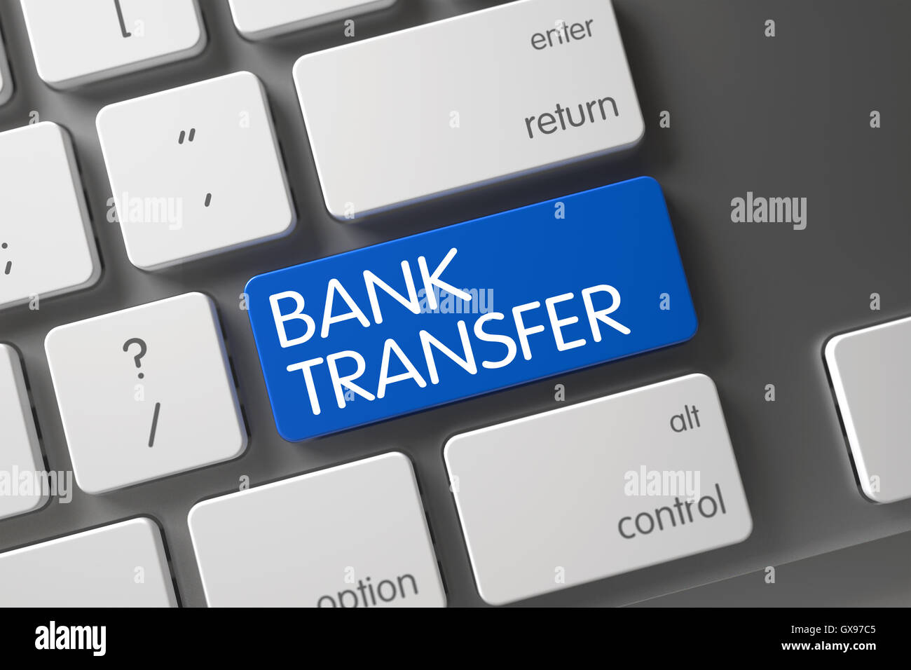 Keyboard with Blue Keypad - Bank Transfer. 3D Stock Photo - Alamy